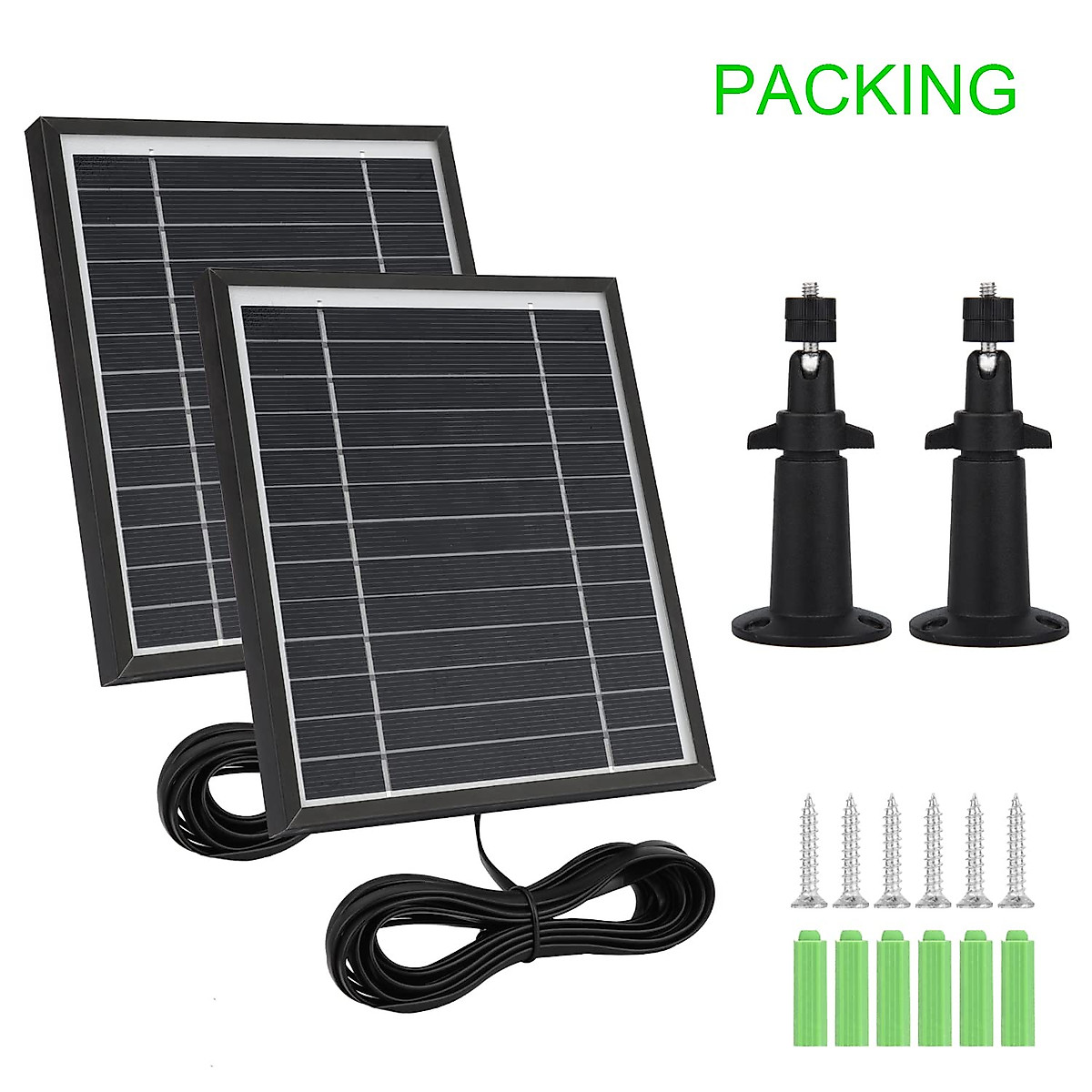 Updated Version Uogw 2 Pack Solar Panel Charge Compatible with Blink Outdoor (3rd Gen)/Blink XT/XT2 Outdoor Camera,with Internal 2500mAh Rechargeable Battery,Weather-Resistant Aluminium Alloy-Black