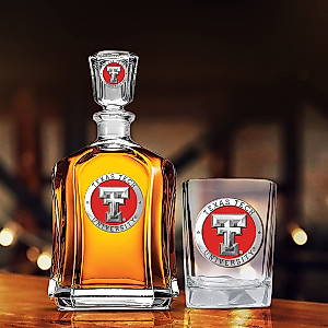 Heritage Pewter Texas Tech Square Shot Glass | Hand-Sculpted 1.5 Ounce Shot Glass | Intricately Crafted Metal Pewter Alma Mater Inlay