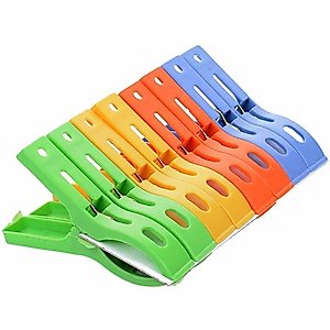 8 Pack Clothes Pins Beach Towel Clips Clothes Pegs Large Clips Clamps, Beach Towel Holder On Lounge Chairs Lawn Chair Keep Your Towel from Blowing Away Plastic Clothes Pegs Hanging Clip Clamps