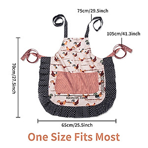 Alex Virtue Lovely Flower Pattern Retro Aprons With Large Pockets for Women Girls Cooking Kitchen Bakery Mother's Gift (Lovely Chicken)