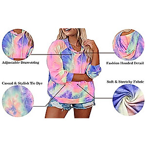 VISLILY Plus Size Hoodies for Women 4X Color Block Fall Sweaters ZQ 26W