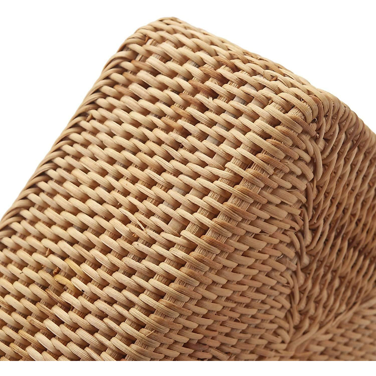 FiaLife Rattan Hand Woven Rectangular Decorative Rustic Storage Trays for Home/Social Events - Bread Basket, Vegetable, Fruits, Snacks, Crackers, Kitchen/Bathroom Organizer. Set of 2.