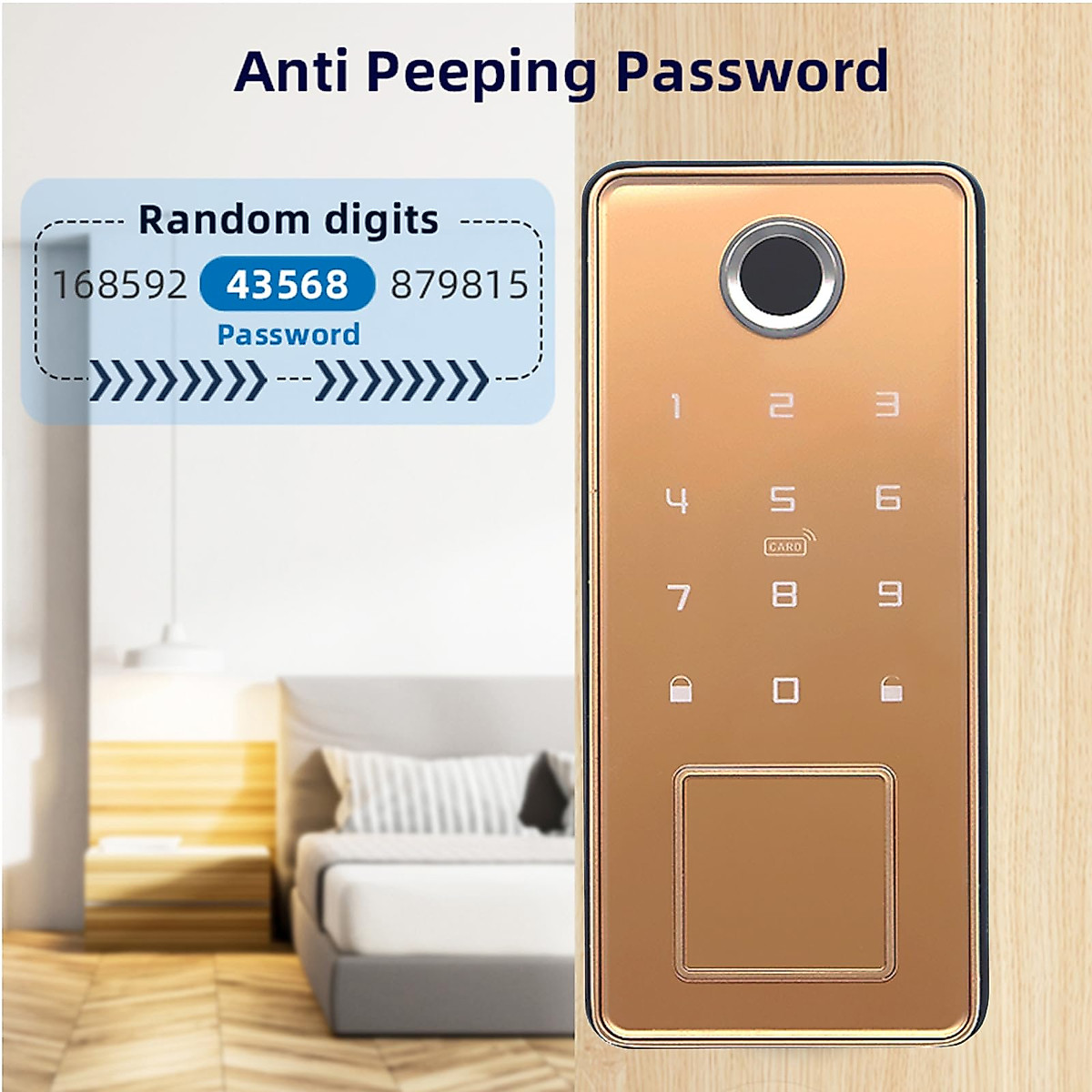 Cerraduras Inteligentes para Puertas, Con Aplicación | Teclado con Pantalla Táctil/Bloqueo Automático/Fácil Instalación, Compatible con Amazon Alexa/Google Assistan, Cerradura Digital de Casa Oro,