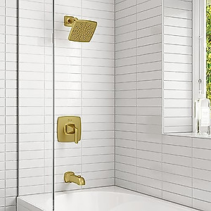 Pfister Bruxie Tub & Shower Trim Kit, Valve and Cartridge Included, 1-Handle, Brushed Gold Finish, 8P8WS2BIESBG