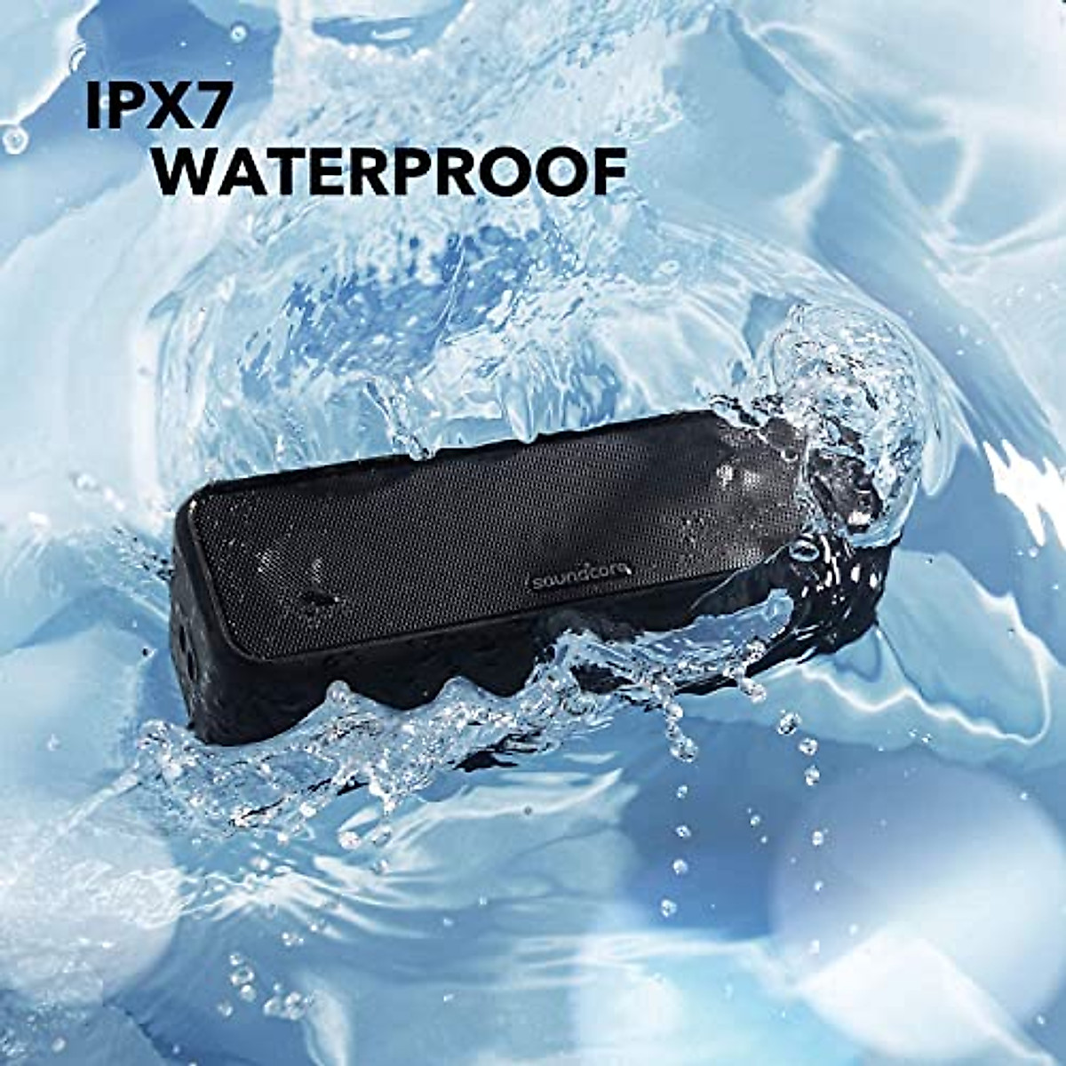 Soundcore 3 by Anker, Bluetooth Speaker with Stereo Sound, 24H Playtime, IPX7 Waterproof, Pure Titanium Diaphragm Drivers, PartyCast, BassUp, App, Custom EQ, for Home, Outdoor, and Beach