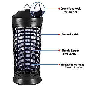 SereneLife Electric Bug Zapper - Fly & Mosquito Killer, Insect Eliminator or Flying Bug Trap Electronic Lamp Plug in with UV Light for Home, Indoor and Outdoor Use - (PSLBZ42)