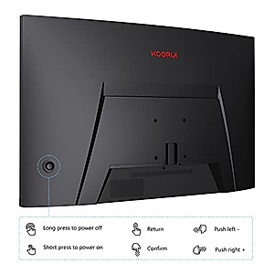 KOORUI Gaming Monitor, QHD 2560P Computer Monitor, 144Hz 27 Inch Monitor (1ms, 1800R Curved VA Panel, DP1.2+HDMI*2, AdaptiveSync, Narrow Bezel with Ultra-Thin), Tilt Adjustable,Eye Care