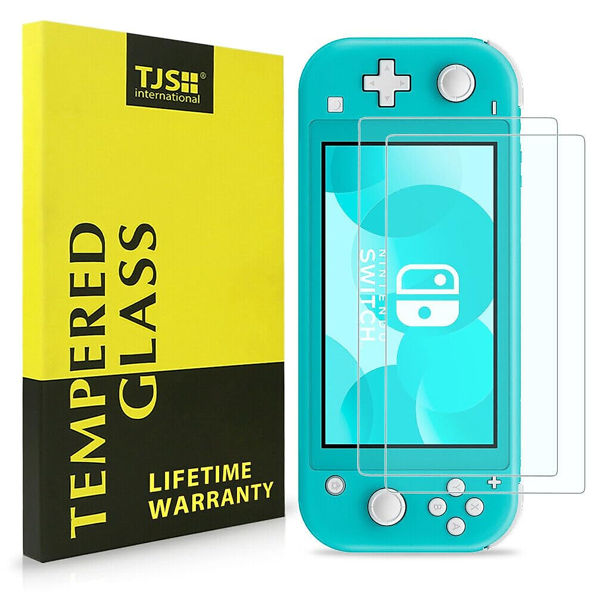 Nintendo Switch Lite Screen Protector, TJS [Tempered Glass] [2-Piece] [Works While Docking] - 0.3mm Thickness/Bubble Free/Ultra Clear/9H Hardness/Anti-Scratch/Shatterproof/Anti-Fingerprint (Clear)