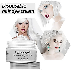 Temporary Hair Color Wax 4.23 oz-Instant Hairstyle Cream Hair Pomades Hairstyle Wax for Party Cosplay Easy Cleaning (1, White)