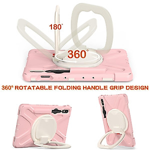 Tablet Protective Case Shockproof Heavy Duty TPU Case Compatible with Samsung Galaxy Tab S9 11 Inch 2023 X710/X716B/X718U,Rotating Kickstand Handle Shoulder Strap,Protective Cover Drop-Proof Shock-Pro