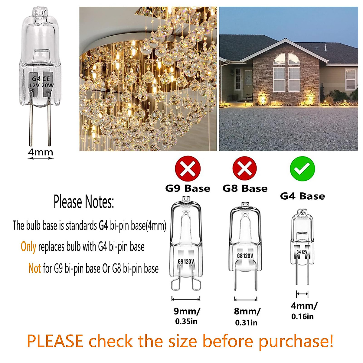G4 Halogen Light Bulb , T3 JC Type Clear 20W 12V AC/DC Bi-Pin Bulb for Landscape Lighting,Accent Lights, Track Lighting,Under Cabinet Puck Light, Chandeliers,360°Beam Angle/Warm White,12Packs
