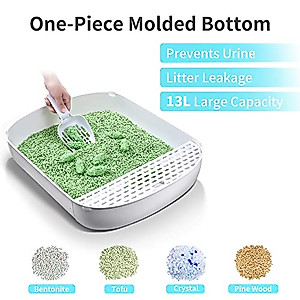 FLARUZIY Cat Litter Box, Foldable Large Portable Litter Box with Shovel Storage Space, Prevents Urine and Litter Leakage, Fully Enclosed Litter Box Isolates Odor, Portable for Outdoor Travel