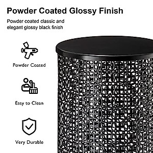 glitzhome Nesting Side Table Set of 2 Decorative Garden Stools for Indoor Outdoor Heavy Duty Metal Frame Side Table Modern End Table, Glossy Black