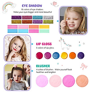 AMOSTING Real Makeup Toy for Girls Pretend Play Cosmetic Set Make Up Toys Kit Gifts for Toddler Kids