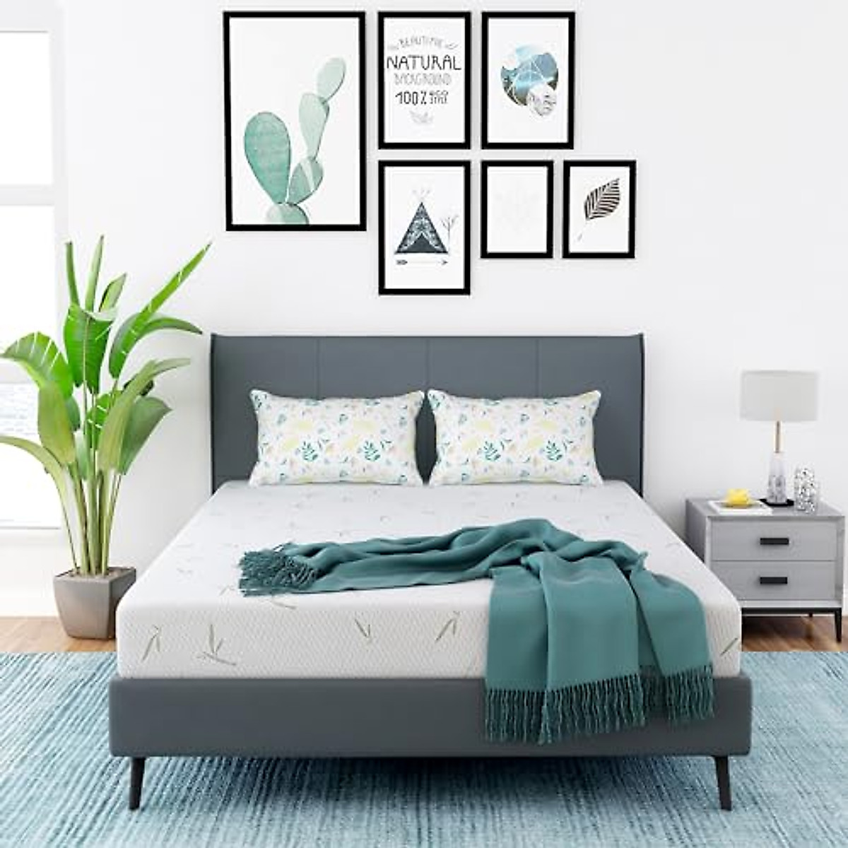 Airdown Full Size Mattress, 6 Inch Memory Foam Mattress Full for Kids Bed Daybed Individual Bunk, Medium Firm Green Tea Gel Mattress in a Box