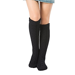SherryDC Women's Cable Knit Long Boot Stocking Socks Knee High Winter Leg Warmers