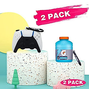 2 Pack Gkv for Airpods 2/1 Case for Airpod Cover Funny Fun Kawaii Cute Unique 3D Cool Cartoon Girly Design Air Pods 2nd/1st Silicone Shell Cases for Girls Teen Boys Kids(White Handy&Blue Drink)