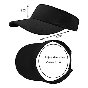 Rbenxia 5 Pieces of Black Adjustable Sport Visors Sun Visor Hats Cap Visors for Women and Men