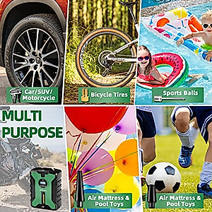 ALTOCRAFT Portable Tire Inflator Pump Air Compressor 12V DC with Digital Pressure Gauge and LED Light,150PSI Auto Shut-Off for Car, Bicycle, Motorcycle, and Other Inflatables,Black & Green