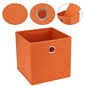 i BKGOO Foldable Storage Cube Drawer Bins Collapsible Fabric Storage Boxes with Round Metal Grommets for Organizing Shelf Nursery Home Closet 4 Pack Orange 11x11x11 inch