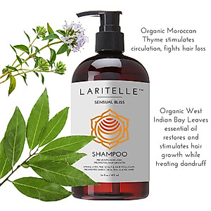 Laritelle Organic Shampoo 17.5 oz. Argan Oil, Rosemary, Palmarosa. Promotes Hair Growth, Prevents Hair Loss. GF