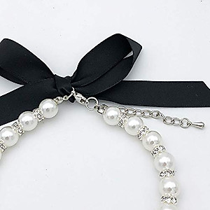 PETFAVORITES Diamond Dog Pearls Necklace Jewelry for Small Dogs Puppy - Bling Rhinestones Cat Wedding Collar - Chihuahua Yorkie Girl Clothes Costume Outfits Accessories (Snow White, Size S)