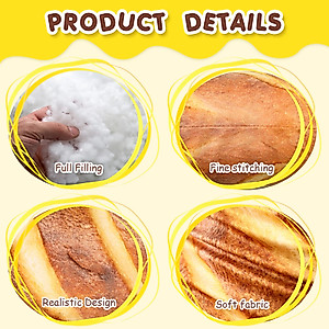 Yookeer 2 Pieces Jumbo 3D Simulation Bread Shape Pillow 16 Inch Butter Soft Lumbar Back Cushion Giant Bread Pillow Loaf Cute Food Plush Pillow Stuffed Food Pillows for Home Decor Office Decoration