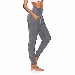 DIBAOLONG Womens Yoga Sweatpants Loose Workout Joggers Pants Comfy Lounge Pants with Pockets Light Gray S