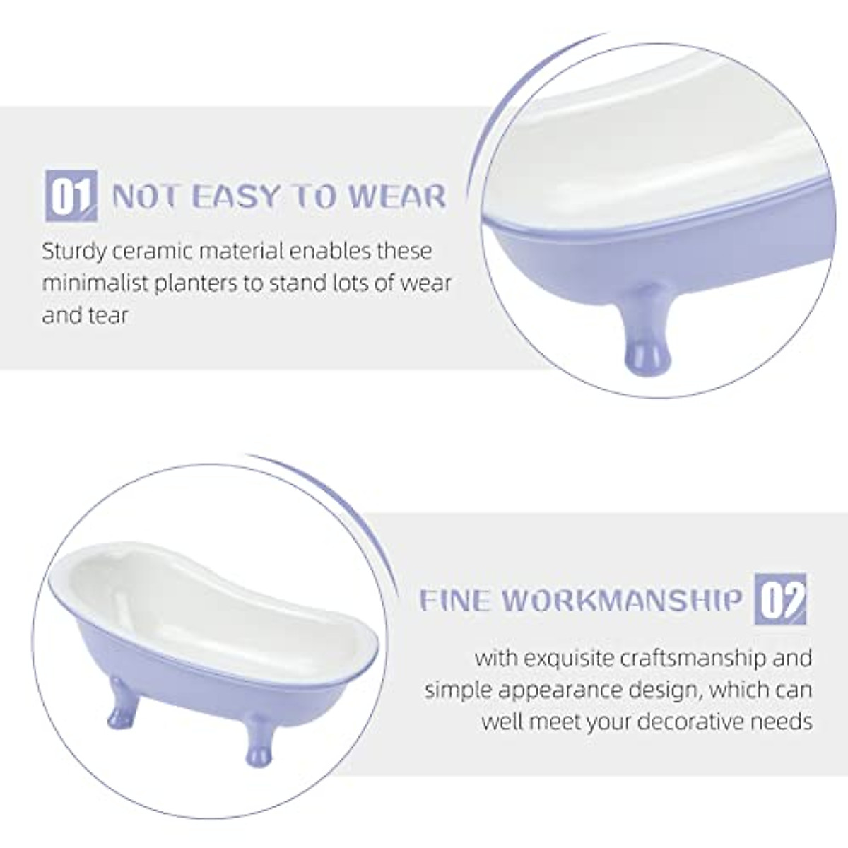 GANAZONO Jewelry Tray Bathtub Shape Ceramic Flower Pot Bonsai Flower Pot Mini Flower Pot Plant Container for Indoor Outdoor Garden Plants Decor