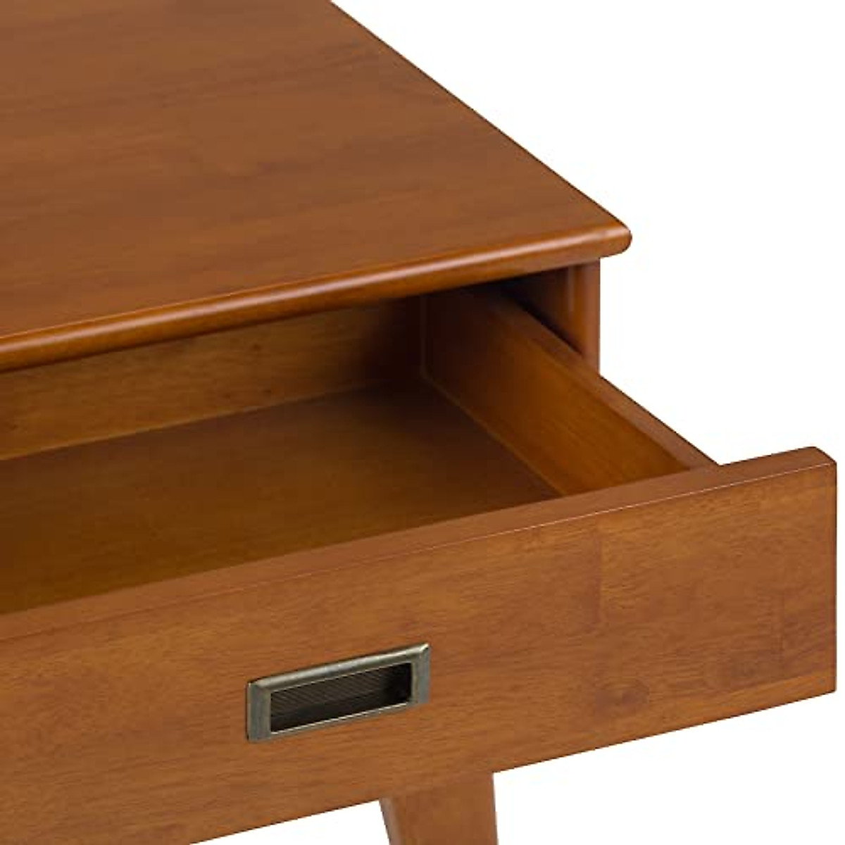 SIMPLIHOME Draper Solid Hardwood 22 inch wide Rectangle End Side Table in Teak Brown with Storage, 1 Drawer, for the Living Room and Bedroom