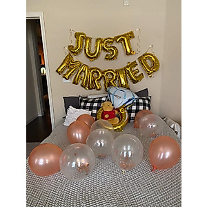 LaVenty Set of 12 Just Married Balloons Just Married Banner Bridal Shower Party Balloons Bridal Shower Party Decoration Wedding Party Decoration
