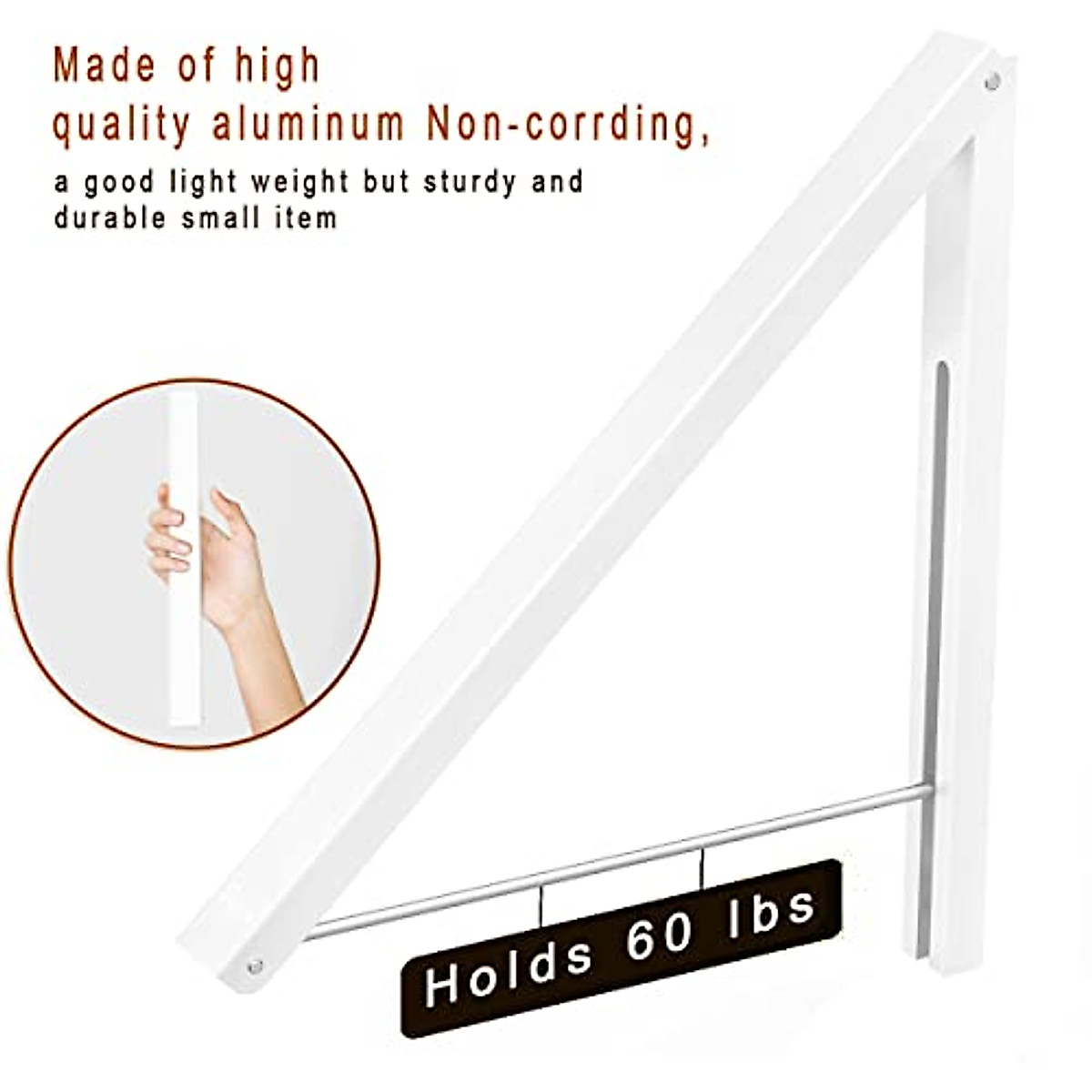 Anjuer Folding Clothes Hanger Wall Mounted Retractable Clothes Rack, Aluminum, Easy Installation, White