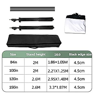 Projector Screen with Stand, 16:9 4K HD Portable Large Projector Screen Pull Down, Tripod Manual Quick Assembly for Home Theater Backyard Cinema,150in