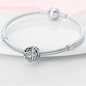 HappyStar 925 Sterling Silver Charms for Bracelets and Necklaces,Combination Dangle Pendants Beads Charms Jewelry Gift for Couples Sisters.（With Spacer Beads）