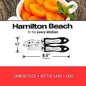 Hamilton Beach Can Opener 8.5in Soft Touch PP Handle, Stainless Steel Sharp Blade, Ergonomic & Easy Grip Heavy Duty, Can Openers Smooth Edge, Can Opener Manual for Home, Kitchen & Restaurant ? Black