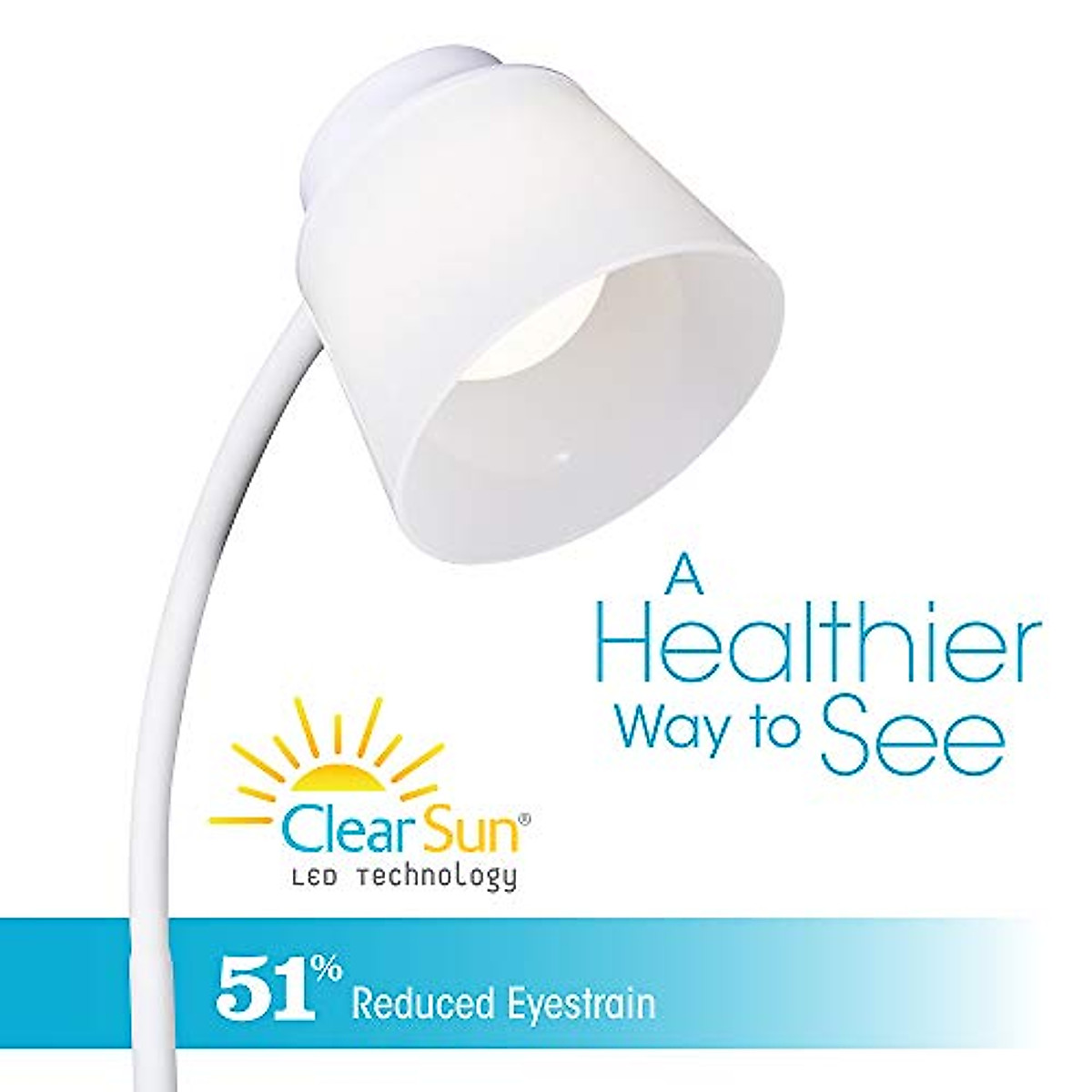 OttLite Clarify LED Desk Lamp with 4 Brightness Settings – Touch Activated Controls, Modern White Design, ClearSun LED Lighting, Flexible Neck, for Work, Study, Reading, Crafting