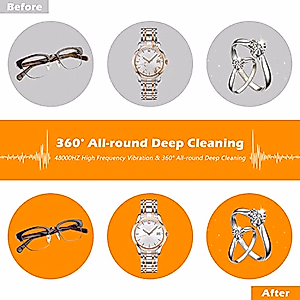 KECOOLKE Ultrasonic Jewelry Cleaner, 750ml Sonic Cleaner with Digital Timer for Eyeglasses, Rings, Coins，Silver，Denture Ultrasonic Cleaner Solution for Gifts