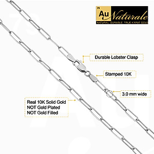 Au Naturale 10k White Gold Paperclip Link Chain Necklace (3 mm, 18 inch)