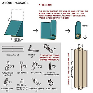 ECOOPTS Outdoor Roller Shade, Striped Hollow Out Roll Up Shade Blind Sun Shade for Patio Porch Back Yard Gazebo Deck Balcony (6'W x 6'L, Brown)