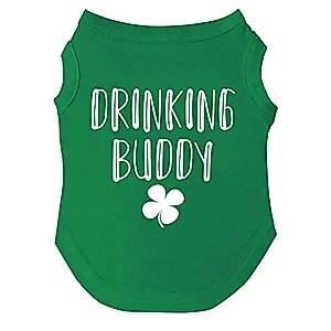 Drinking Buddy Shamrock Dog Tee Shirt Sizes for Puppies, Toys, and Large Breeds (Green XS)