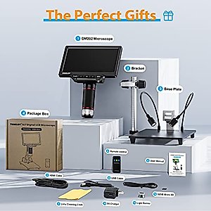 TOMLOV DM202 HDMI Digital Microscope,10.1 Inch LCD Microscope,16MP Coin Microscope Camera with Screen for Adults, Micro Soldering Microscope, TV/Windows/Mac Compatible, 32GB Card Included