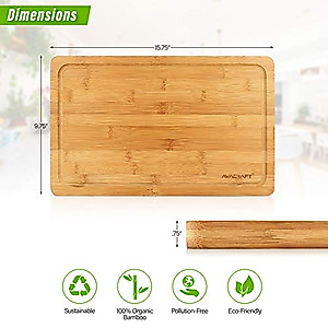 AVACRAFT Large Organic Bamboo Cutting Board, Large Cutting Board for kitchen, Best Chopping Board for Vegetables, Meat, Cheese, Butcher Block. Ideal Cutting Boards for Kitchen (16X10 Rectangular)