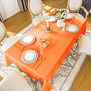 Softalker Rectangle Tablecloth, Waterproof & Stain Resistant Table Cloths Wrinkle Free Fabric Washable 210GSM Polyester Table Cover for Dining/Party/Outdoor - 52 x 70 inch,Orange