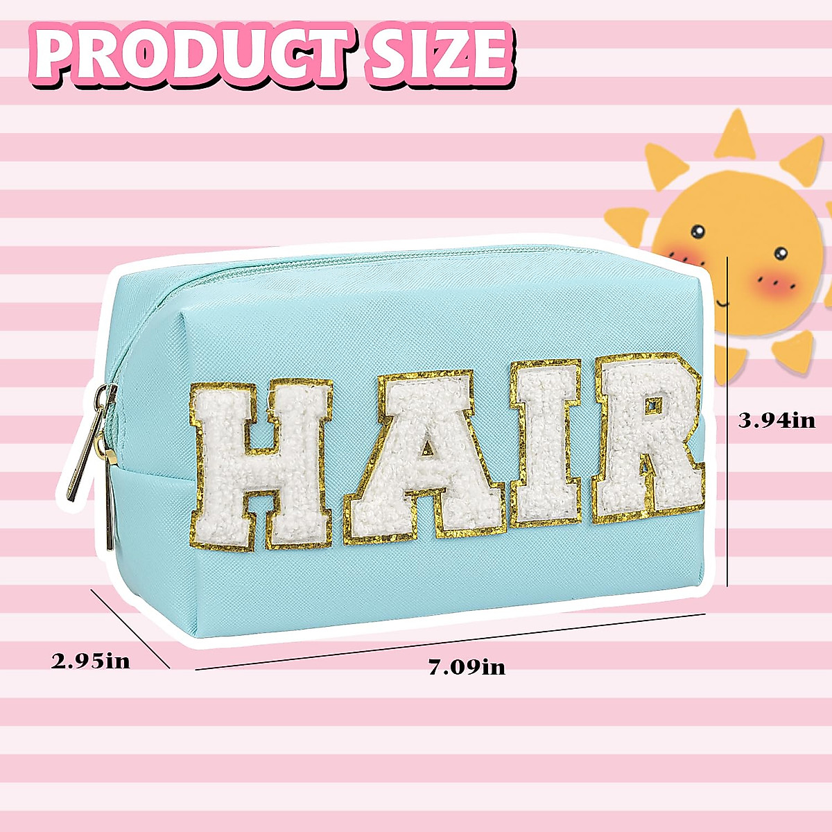 Gosuoa Preppy Makeup Bag,Skincare Bag,PU Leather Portable Waterproof Preppy Stuff for Travel Toiletry Bag,Makeup Bag for Girls Women