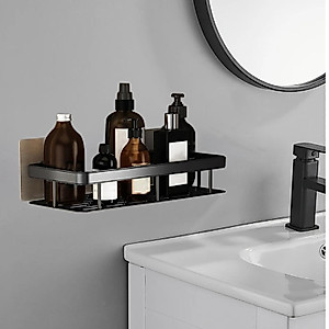 Wall Mounted Bathroom Shelves - Punch- Bathroom Rack, Over Toilet Floating Shelves | No Drilling Bedroom Floating Shelves for Bathroom, Wall-Mounted Sink Bathroom Shelves Over Toilet