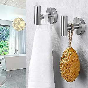 2 Pack Bathroom Wall Towel Hooks, Veriya Heavy Duty Robe Coat Clothes Hook Holder for Bathroom Kitchen Garage Hotel Wall Mounted SUS304 Stainless Steel (Black)