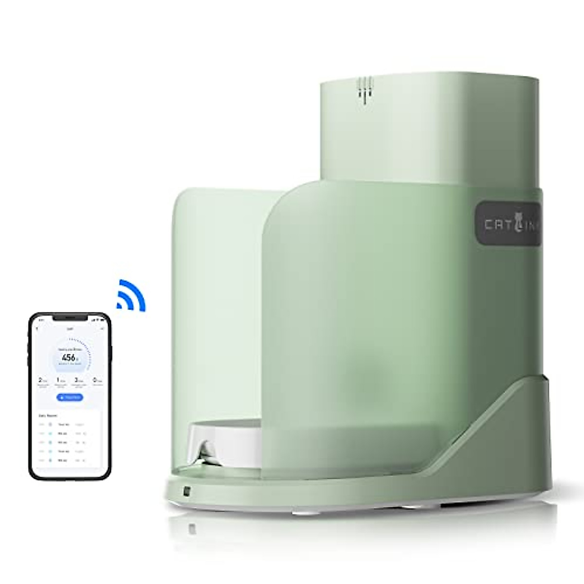 CATLINK Automatic Cat Feeder, 3.5L WiFi Smart Cat Dispenser with Ceramic Bowl for Dry Food/Freeze-Dried, Timed Cat Feeder, Portion Control, App Control with Health Report for One Cat (Young Green)