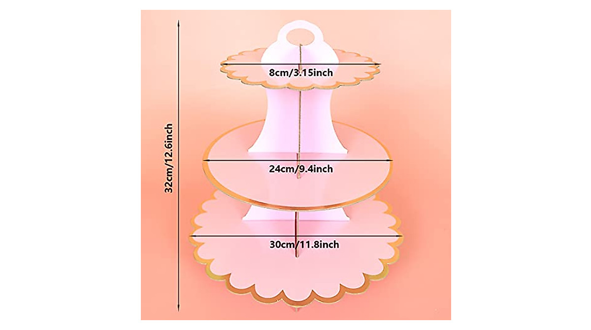 2 Pack Cardboard Cake Stand - Elegant 3-Tier Dessert Holder