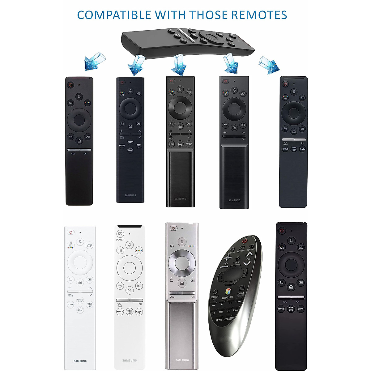 Universal Smart Remote for Samsung TV wih voie Control compatble with LED QLED 4K 8K Curved TVs, 3 Shortcut Buttons for Netflix, Samsung TV,Prime Video w/1 Year Warranty
