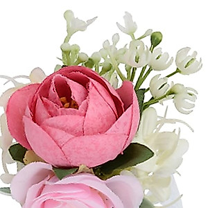 MOTUZP Rose Wrist Flower, Rose Wrist Corsage Wristlet Band Bracelet Prom Flower Wrist Corsages for Wedding(#2)